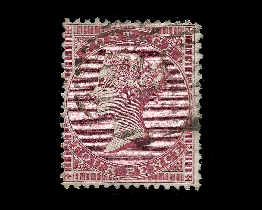 Great Britain 1857 Fourpence Rose Postage Stamp, Large Garter Watermark ...