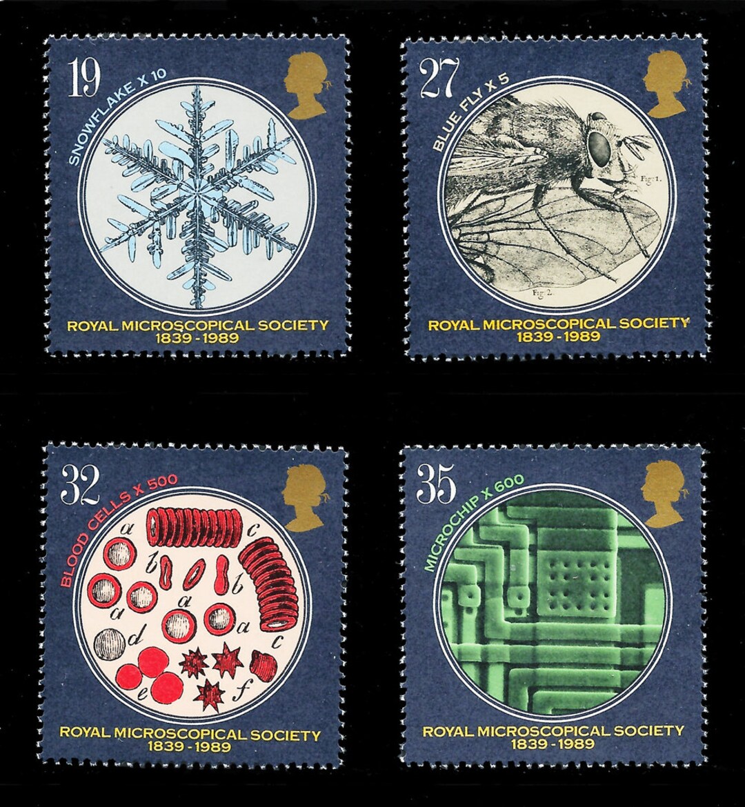 GB 1989 Royal Microscopical Society, Set of 4 Mint Stamps. Collect ...