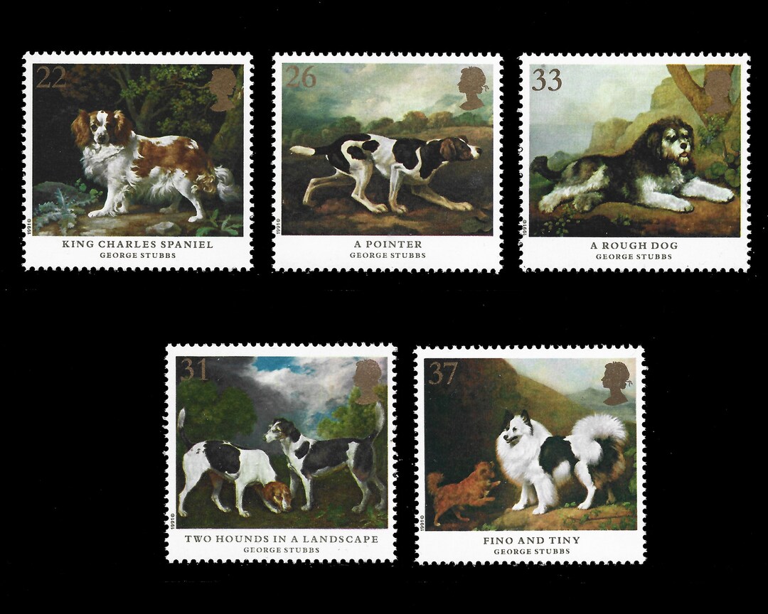 Great Britain 1991 Dogs Paintings by George Stubbs Set of 5 Stamps in ...