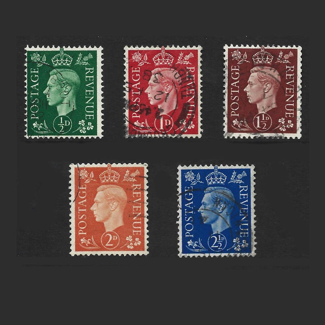 King George VI 1937 Definitives Sideways Watermark Set of 5 Used Values ...