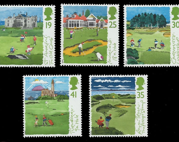 Scottish Golf Courses Set of Five Mint Stamps Issued by Royal Mail in ...
