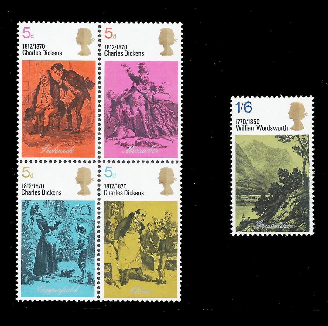 Great Britain 1970 Charles Dickens/william Wordsworth Set of 5 Mint ...