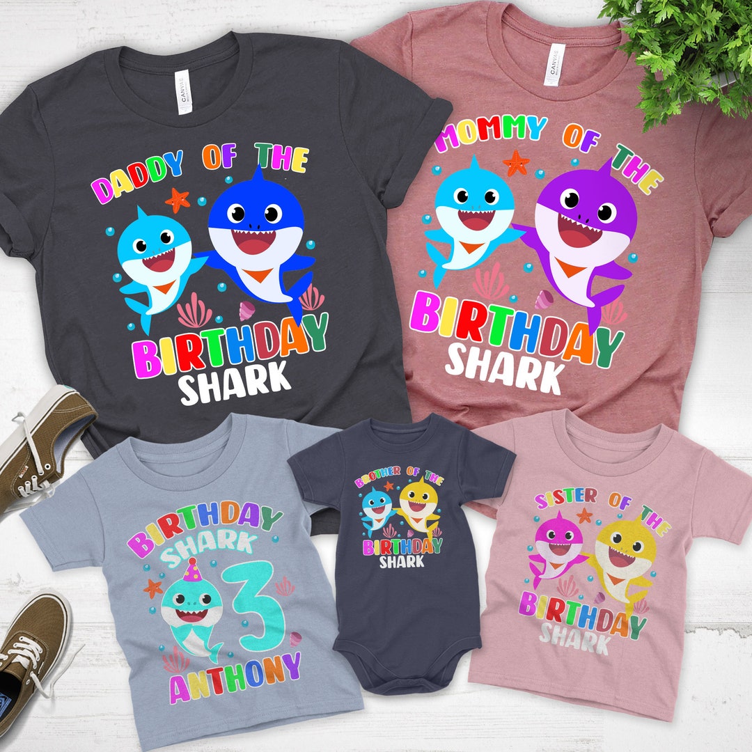 Custom Family Baby Shark Birthday Shirts, Baby Shark Matching Shirts ...