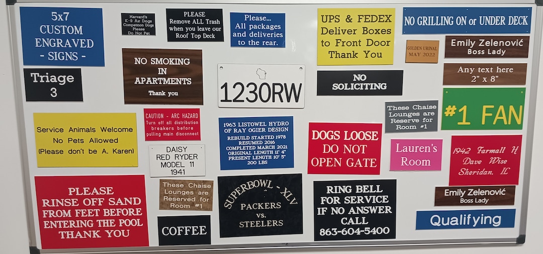 Custom Engraved Plastic Sign - Various Size Options Available. - Etsy