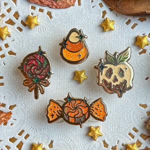 SPOOKY CANDIES Mini Enamel Pins. Hard Enamel Pin. Witchy Pin. Halloween ...