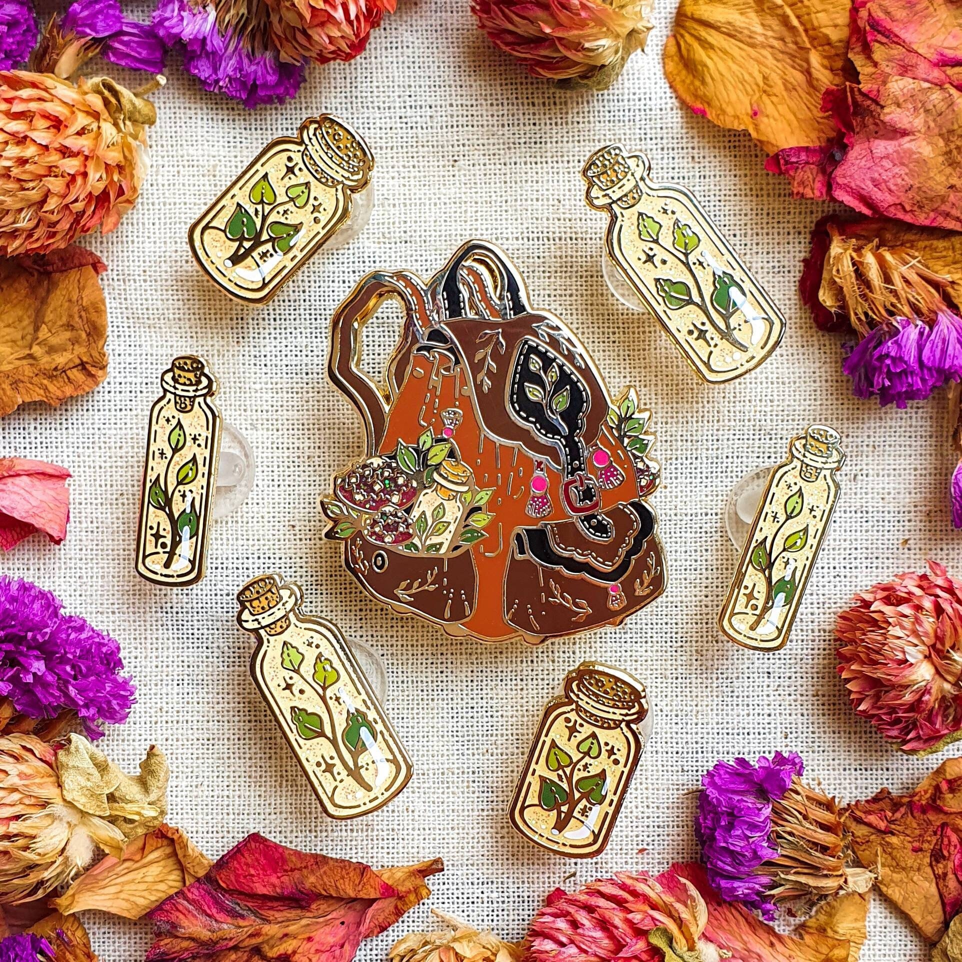 GREEN WITCH BACKPACK. Hard Enamel Pin. Witchy Pin. Autumn Enamel Pin ...