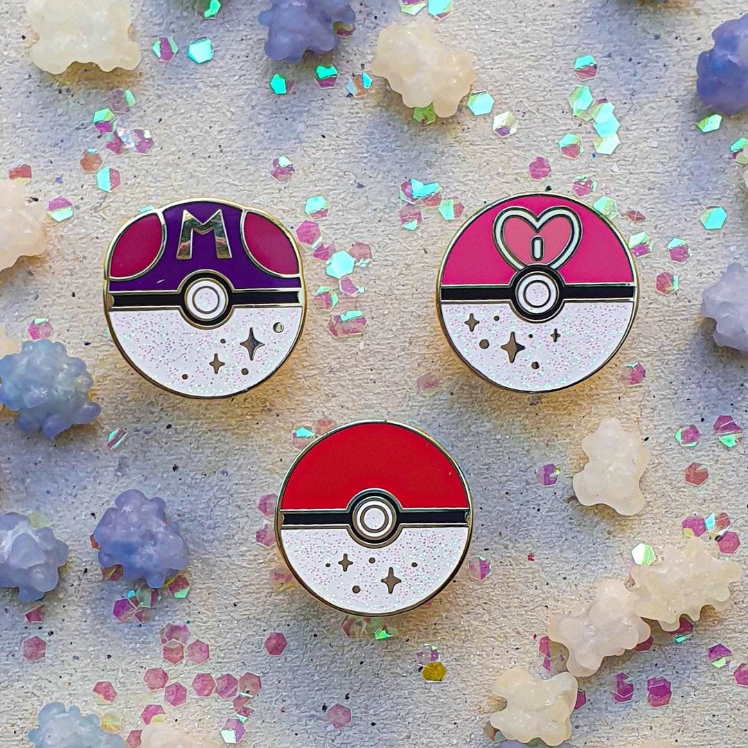 POKE-BALL MINIS Set. Hard Enamel Pin. Glitter Enamel Pin. Pokeball ...
