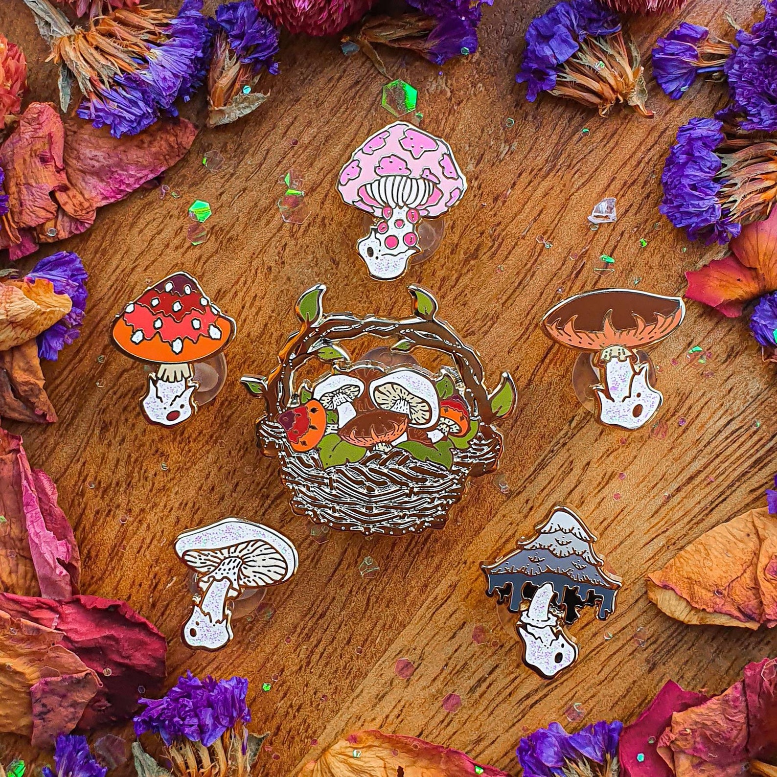 MUSHROOMS PIN SET. Hard Enamel Pin. Cottagecore Pin. Mushrooms - Etsy