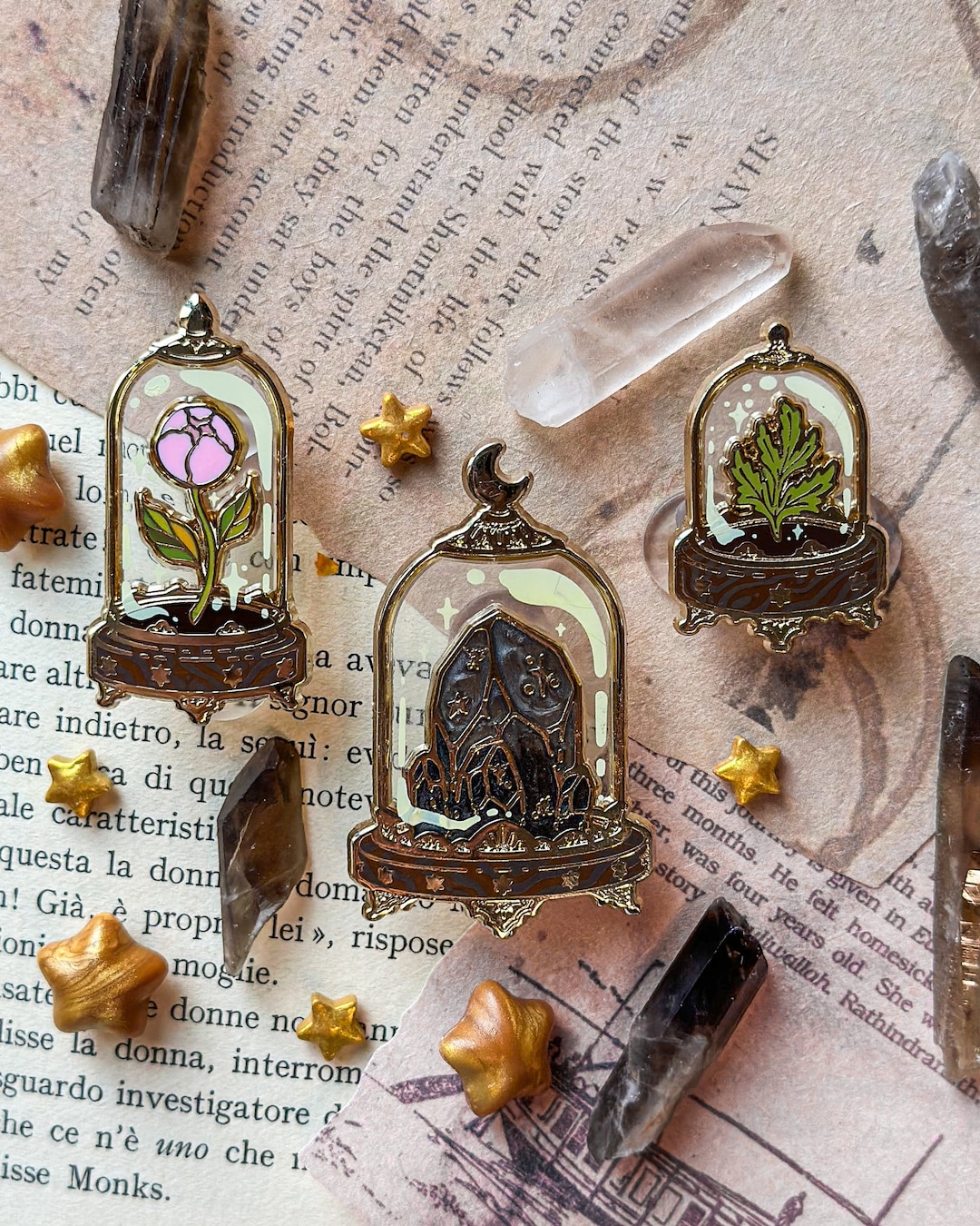 DOMED GLASS SPECIMENS Enamel Pins Set. Hard Enamel Pin. Witchy Pin ...