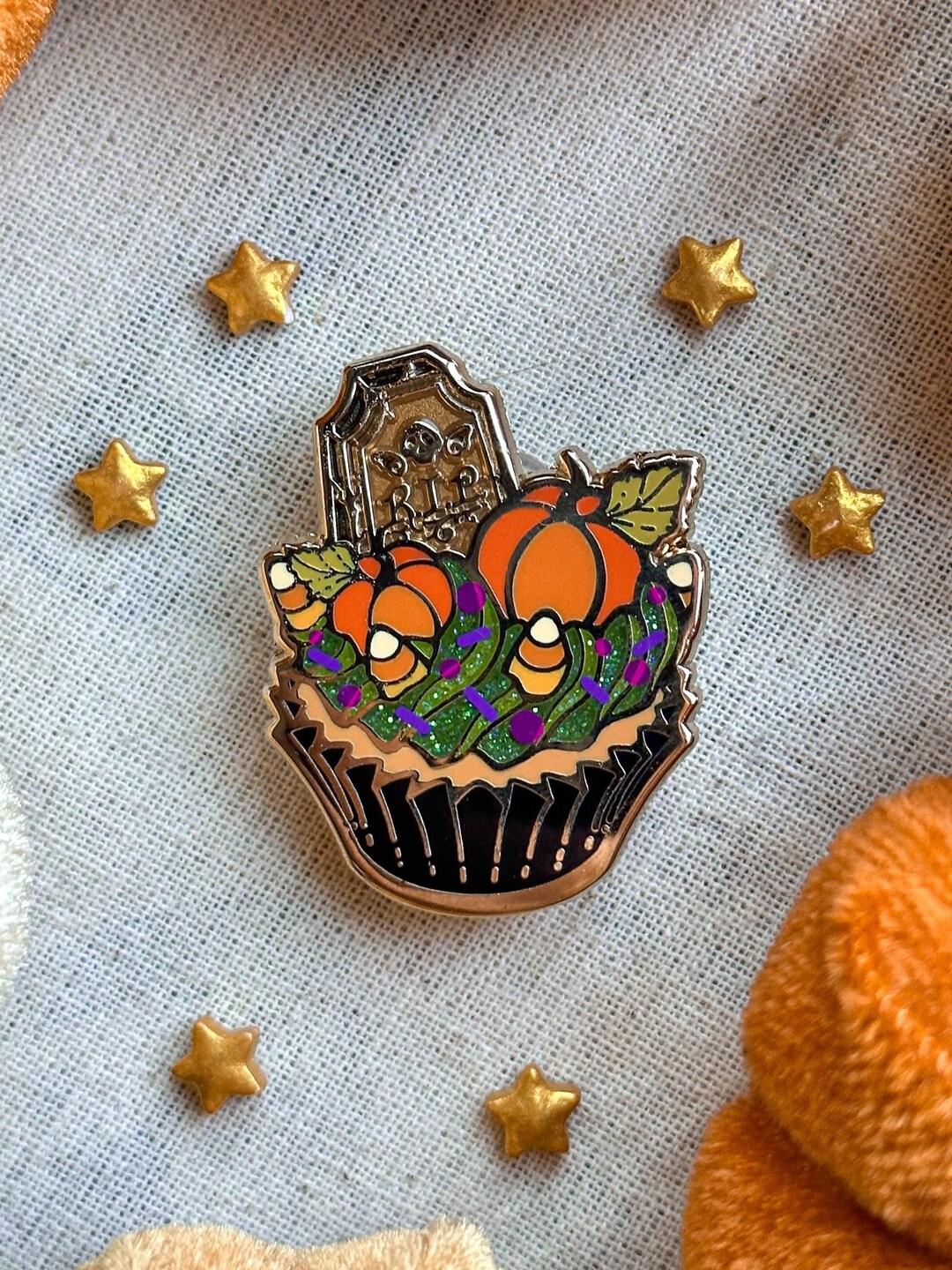CANDY CORN CUPCAKE Enamel Pin. Hard Enamel Pin. Witchy Pin. Candy Corn ...