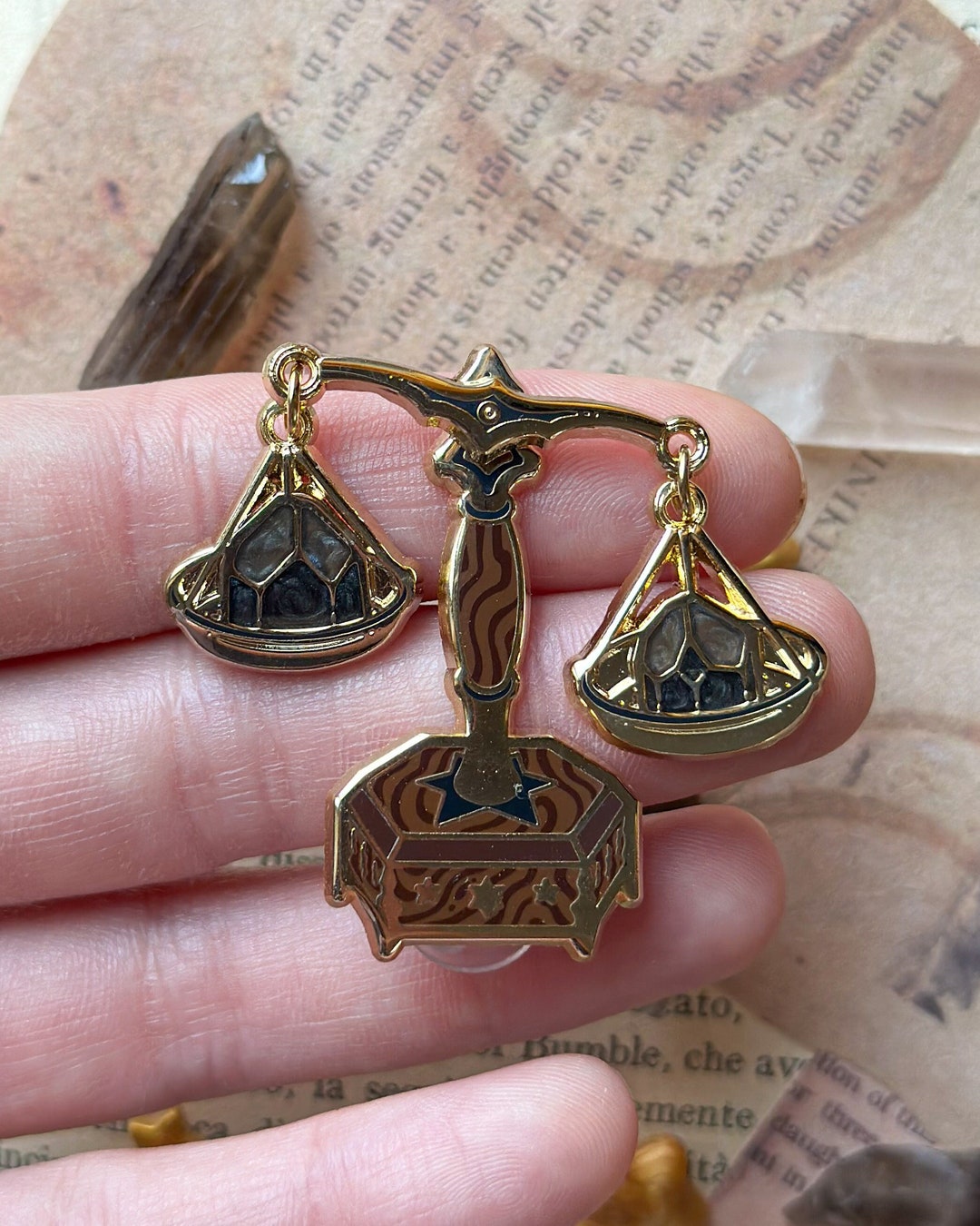 SPINNING QUARTZ SCALE. Enamel Pin. Gold Finish. Interactive Hard Enamel ...