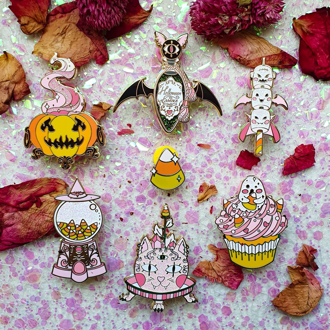 Spooky Halloween Collection. Pink Variant. Gold Enamel Pin - Etsy