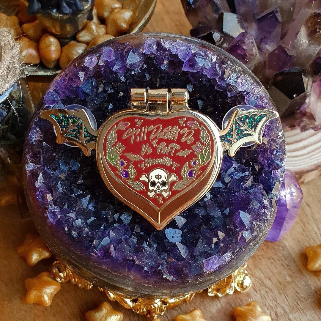 SPOOKY CHOCOLATE BOX Enamel Pin. Hard Enamel Pin With Glitter. Pin With ...