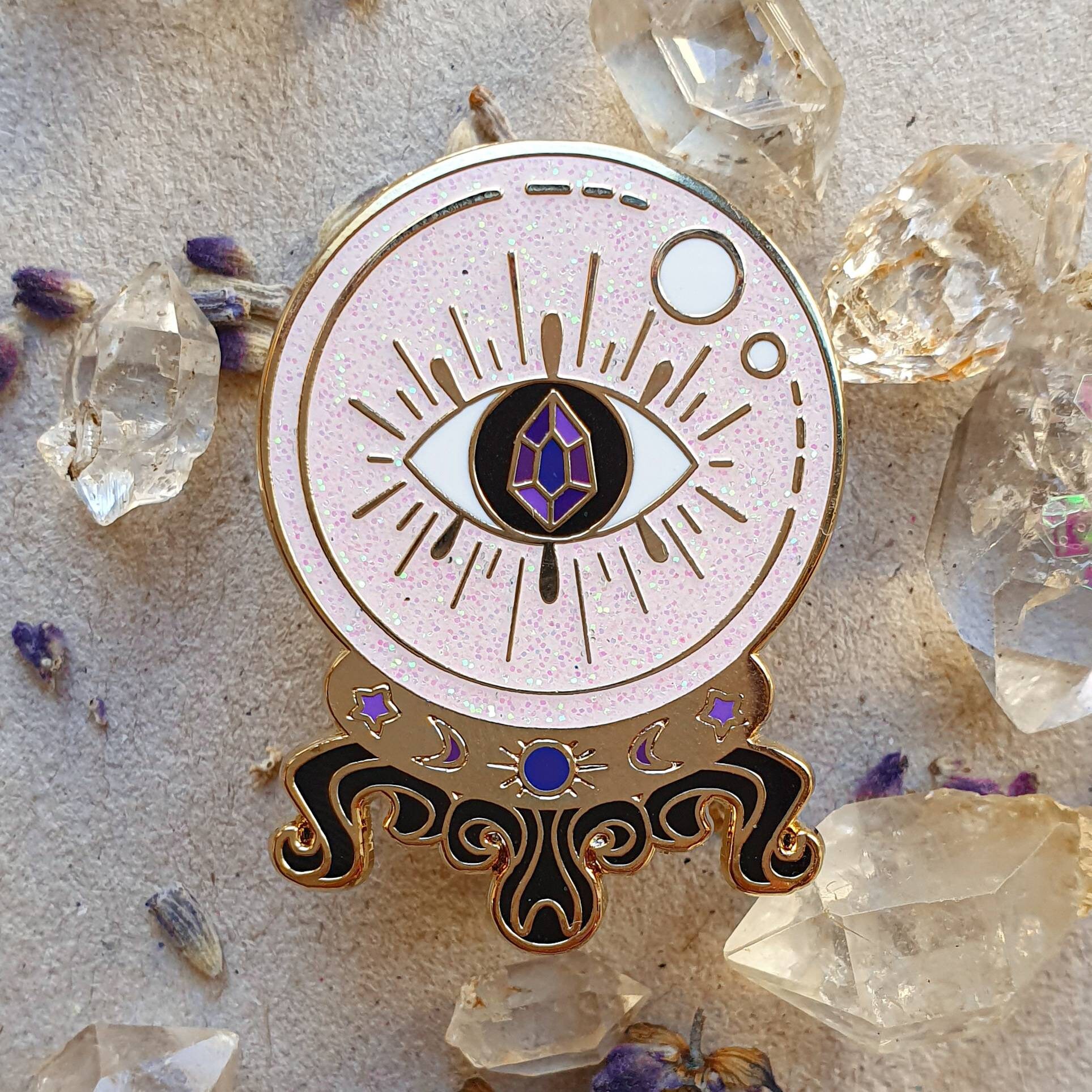 WITCHY SET Crystal Ball Hard Enamel Pin Witchy All Seeing Eye Candle ...