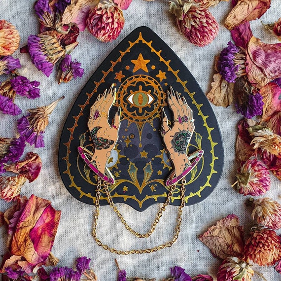 GARNET. Sun and Moon Clairvoyant Hands Hard Enamel Pins - Etsy