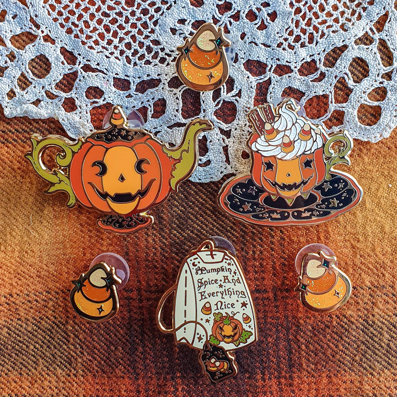 SPOOKY TEA SET Mini Enamel Pins. Hard Enamel Pin. Witchy Pin. - Etsy