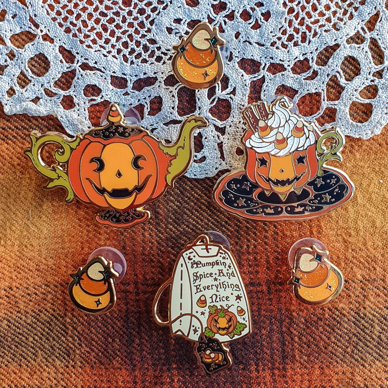 SPOOKY TEA CUP Mini Enamel Pins. Hard Enamel Pin. Witchy Pin. Teapot ...