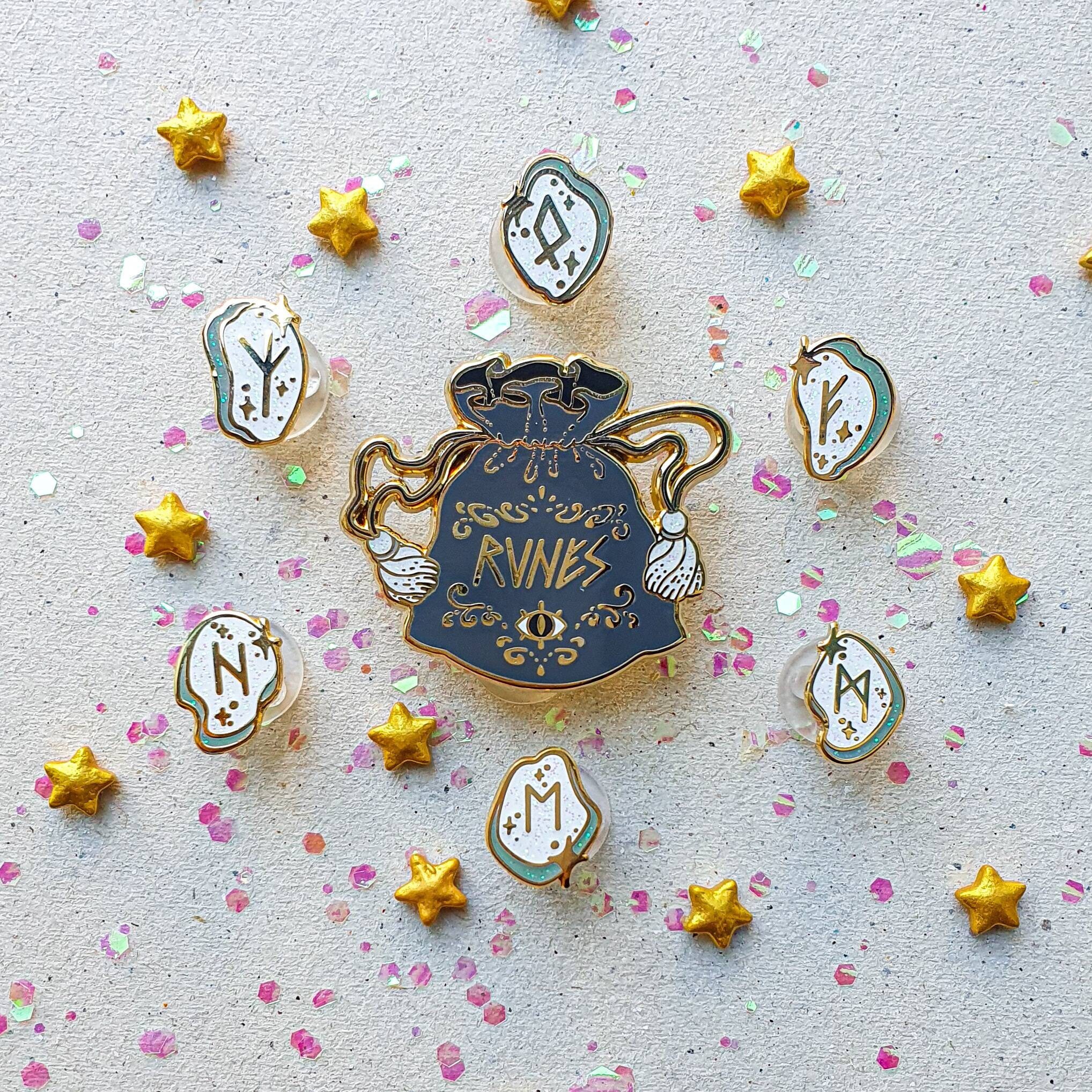 RUNES WITH BAG Enamel Pin. Hard Enamel Pin. Witchy Pin. Mini Enamel Pin ...