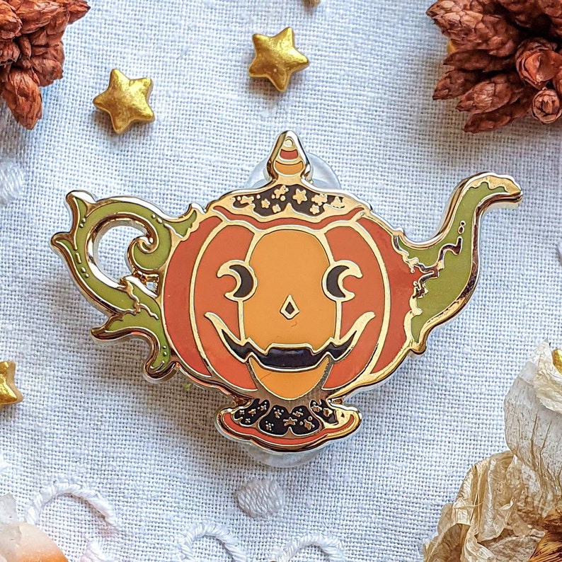 SPOOKY TEA SET Mini Enamel Pins. Hard Enamel Pin. Witchy Pin. - Etsy