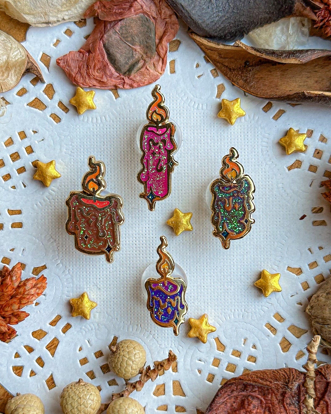 SPOOKY CANDLES Mini Enamel Pins. Hard Enamel Pin. Witchy Pin. Gothic ...