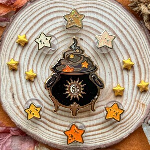 CAULDRON WITH STARS Enamel Pin. Hard Enamel Pin. Witchy Pin. Mini Enamel Pin. Glitter. Statement ...