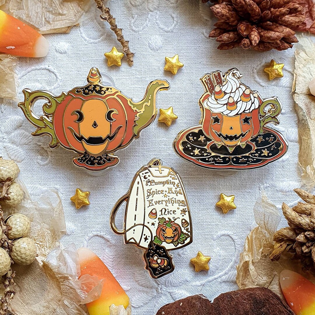 SPOOKY TEA SET Mini Enamel Pins. Hard Enamel Pin. Witchy Pin. Teapot ...