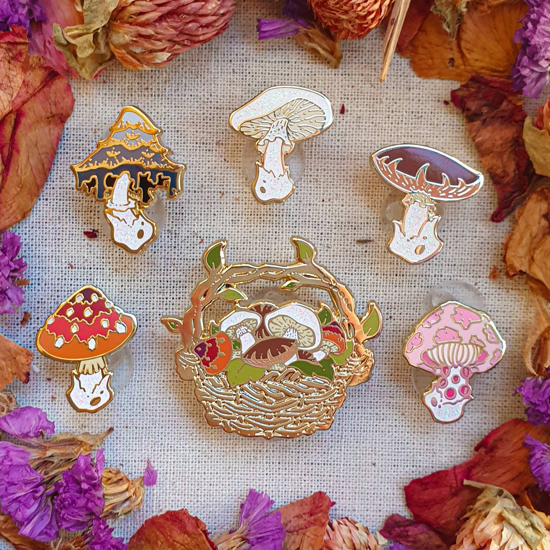 MUSHROOMS PIN SET Hard Enamel Pin Cottagecore Fairy Circle Amanita ...