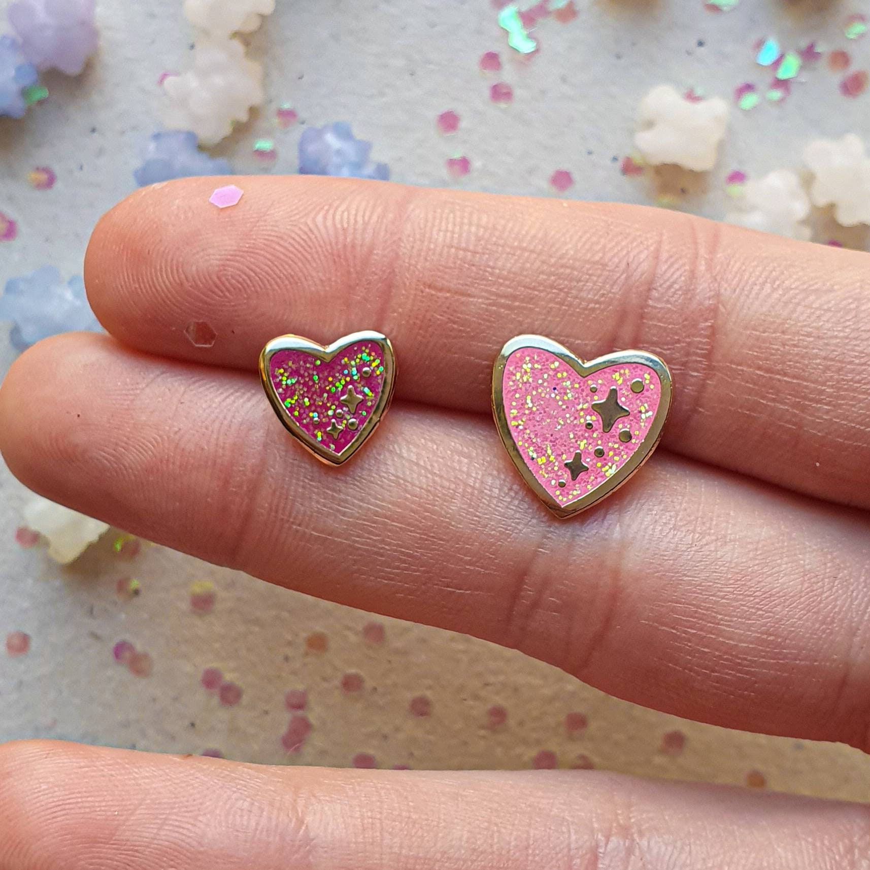 HEARTS MINIS SET. Hard Enamel Pin. Glitter Enamel Pin. Pin - Etsy