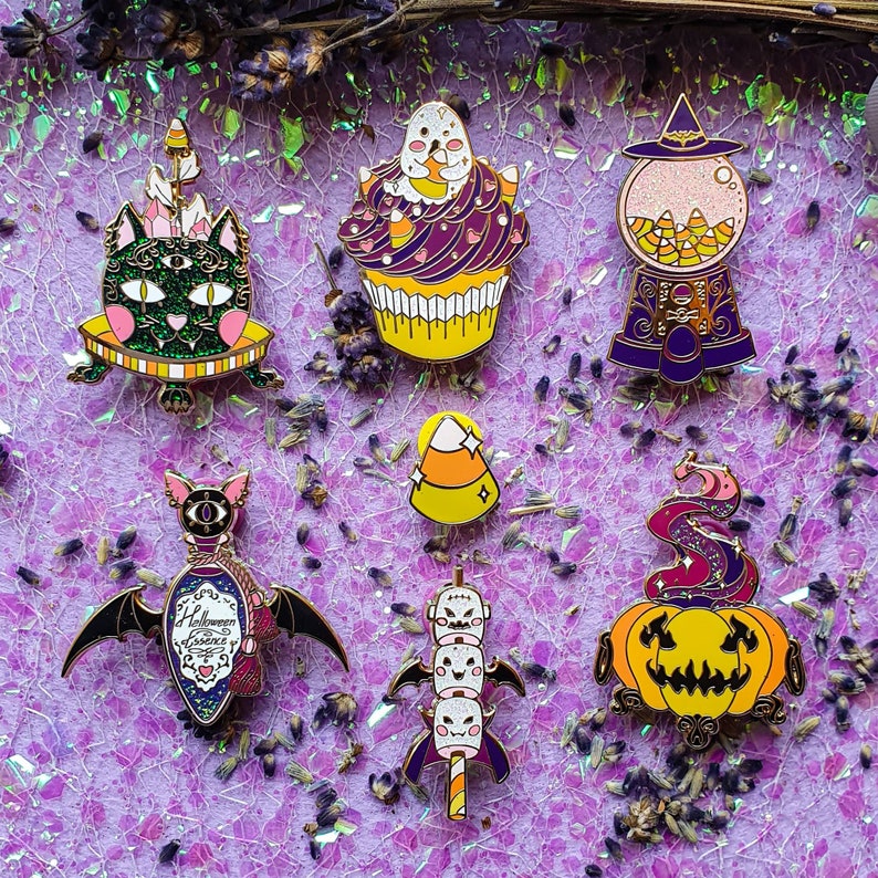 Spooky Halloween Pin Collection. Purple Variant. Gold Enamel - Etsy