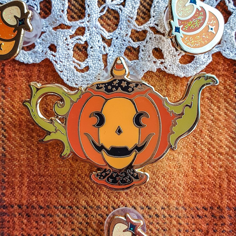 Spooky Tea Set Mini Enamel Pins. Hard Enamel Pin. Witchy Pin. | Etsy