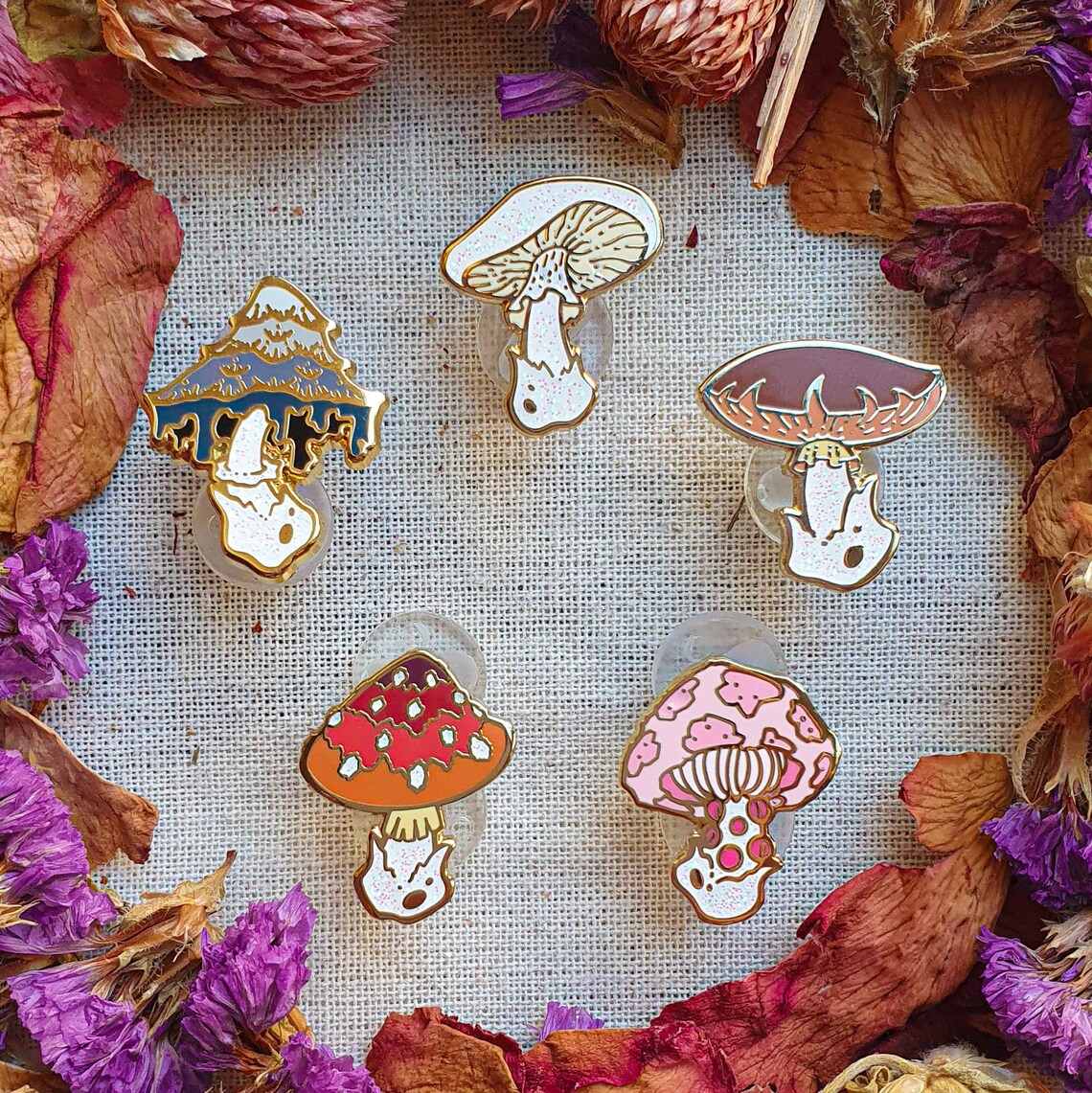 MUSHROOMS PIN SET. Hard Enamel Pin. Cottagecore Pin. Mushrooms - Etsy