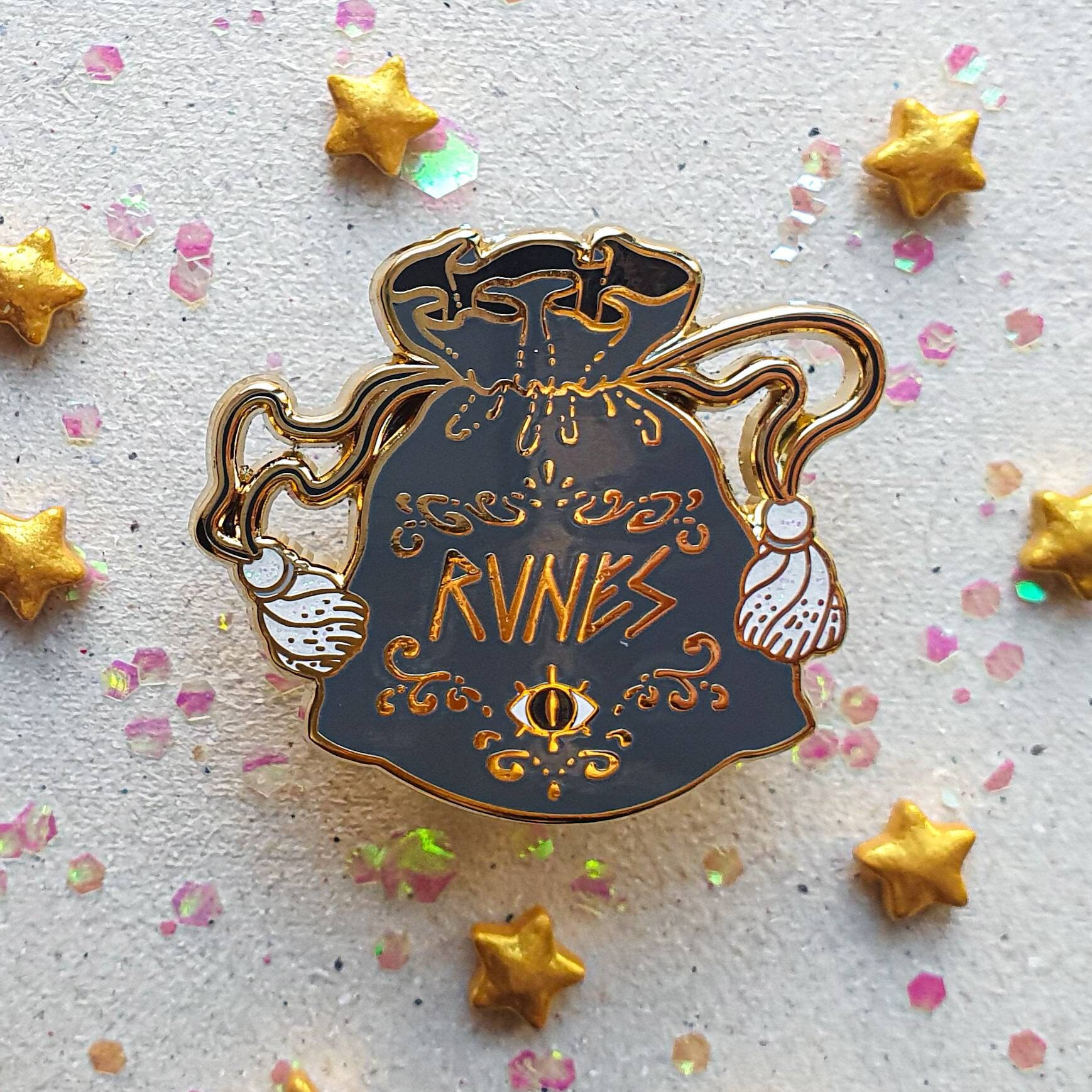 RUNES WITH BAG Enamel Pin. Hard Enamel Pin. Witchy Pin. Mini Enamel Pin ...