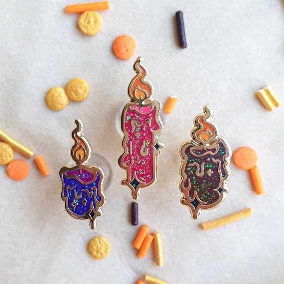 SPOOKY CANDLES Mini Enamel Pins. Hard Enamel Pin. Witchy Pin. | Etsy