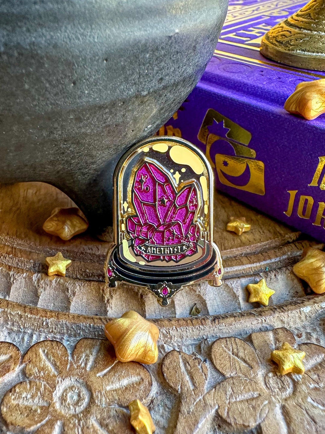 AMETHYST SPECIMEN. Enamel Pin. Gold Finish, Hard Enamel. Green Witch ...
