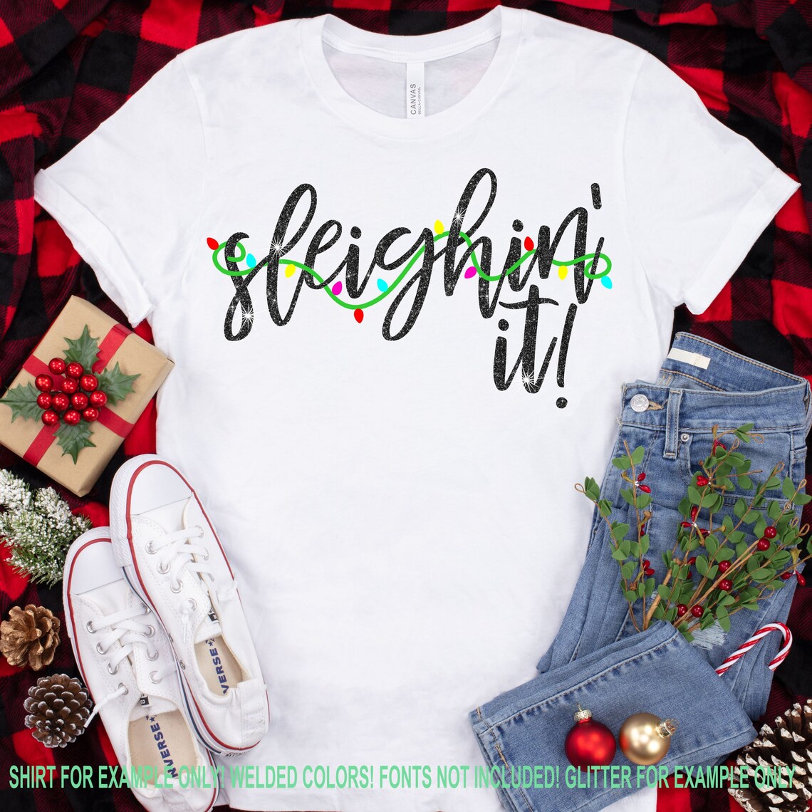 Sleighin' It Christmas Lights SVG, Holiday Cut Files (digital Download ...