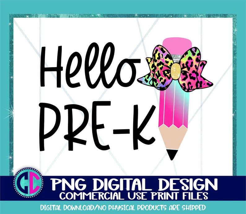 Hello Pre K Png Print File for Sublimation or Print Teacher | Etsy