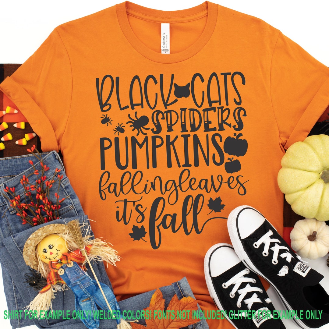 Black Cats Svg, Halloween Svg, Its Fall Svg, Falling Leaves Svg ...