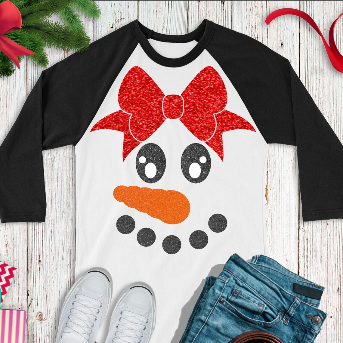 Snow Woman Svgsnowman Face Svgbow Snowman Svgchristmas | Etsy