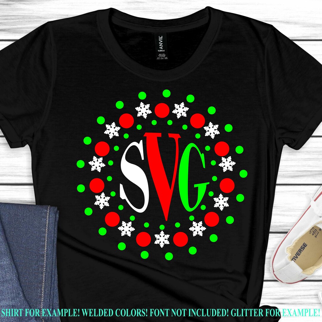 Snowflake Monogram Svg Monogram Svgchristmas Shirt - Etsy