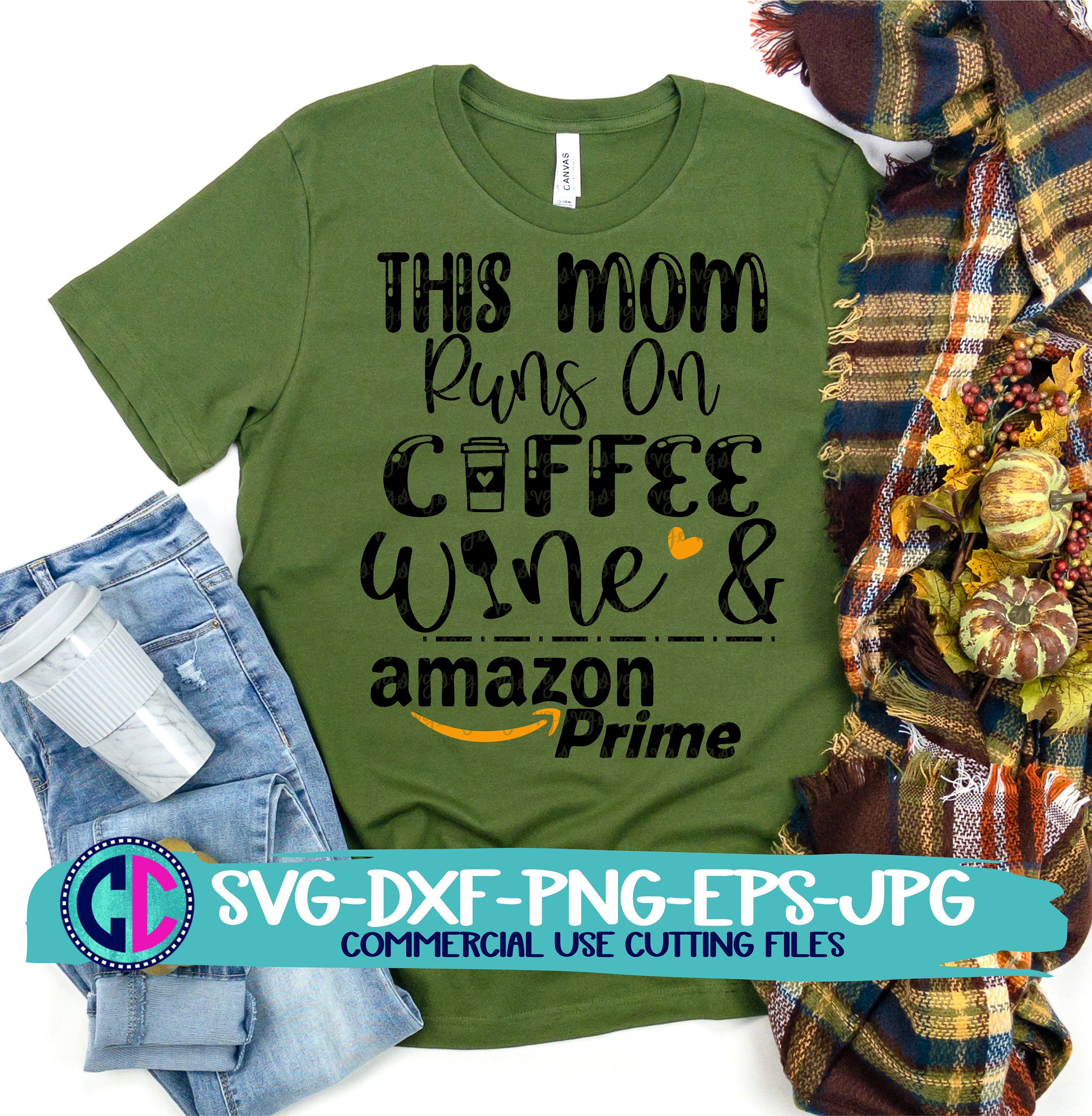This Mom Run on Coffee Wine and Amazon Prime Svg Funny Amazon - Etsy UK