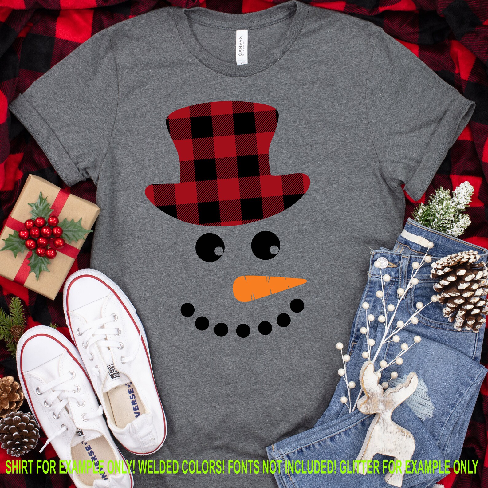 Plaid Snowman Hat Svg Plaid Snowman Svg Buffalo Plaid - Etsy