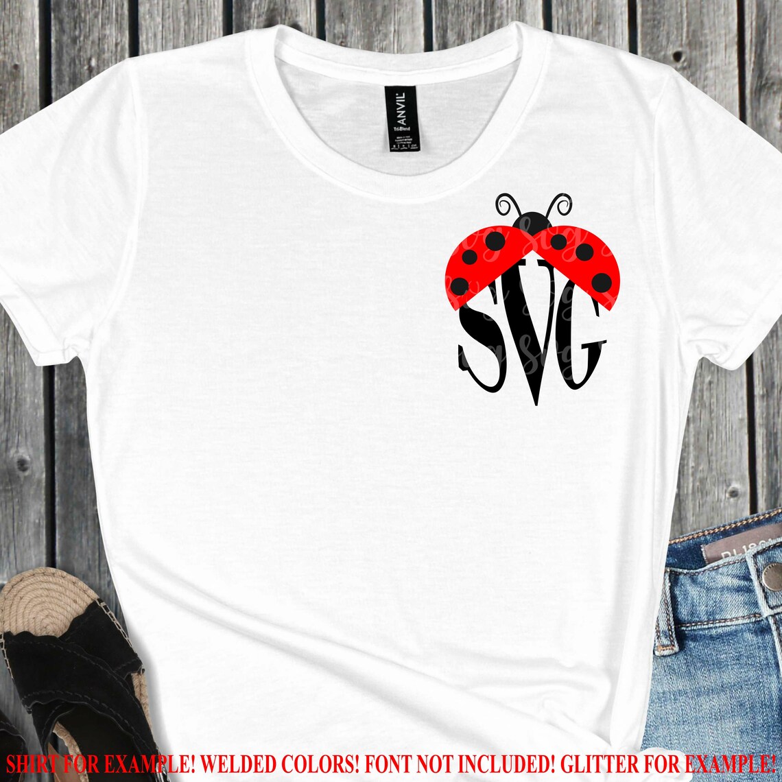 Lady Bug Monogram Svglady Bug Svglady Bug Shirtmonogram - Etsy