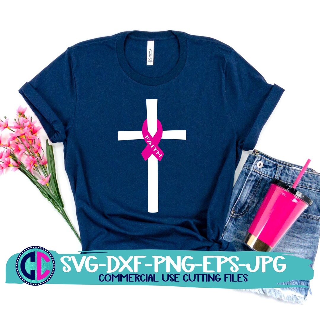 Breast Cancer Svg, Cancer Ribbon Svg, Faith Cancer Ribbon Svg ...