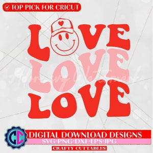 Love Love Love Png, Retro Smiley, Smile Face, Valentines SVG ...