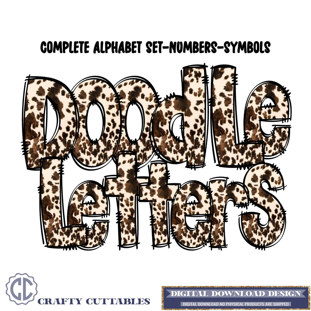 Cowhide Doodle Alphabet Letters PNG, Cow Print Doodle Font, Cow Print ...