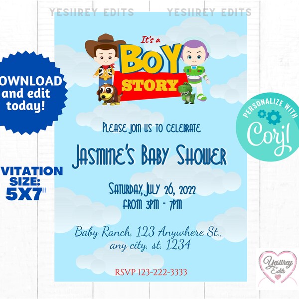 Boy Story Baby Shower Invitation - Etsy