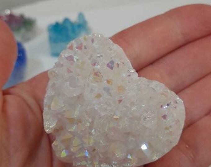 Home & Living Rocks & Geodes Blue aura quartz heart 5.5 cm etna.com.pe