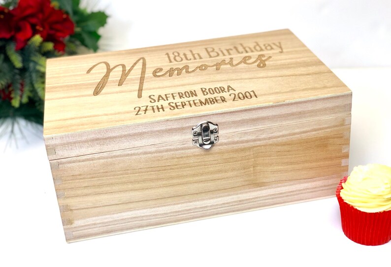 Personalised Engraved Wooden Memory Box, Birthday Keepsake - Etsy UK