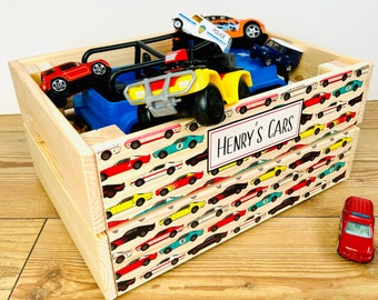 Cars wooden toy box store