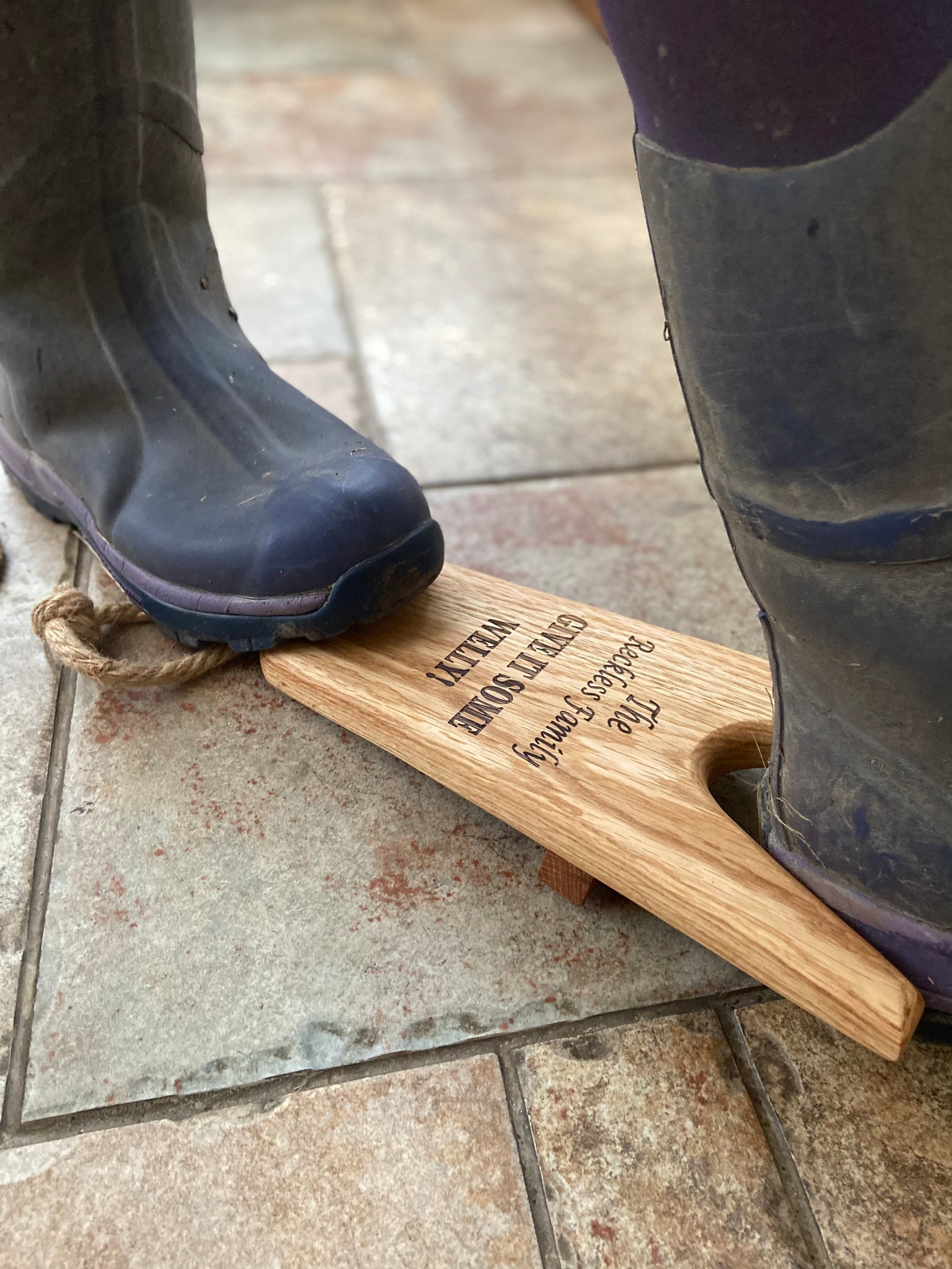 Personalised Boot Jack / Solid Oak Welly Jack / Shoehorn /gift for ...